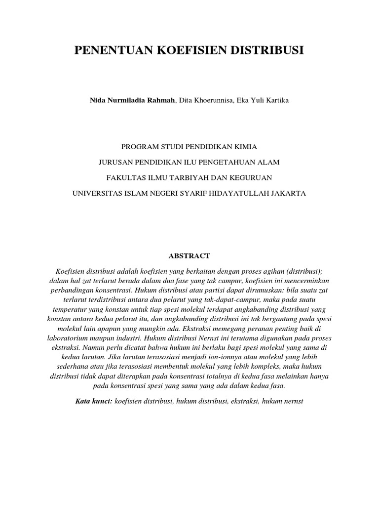 Koefisien Distribusi | PDF
