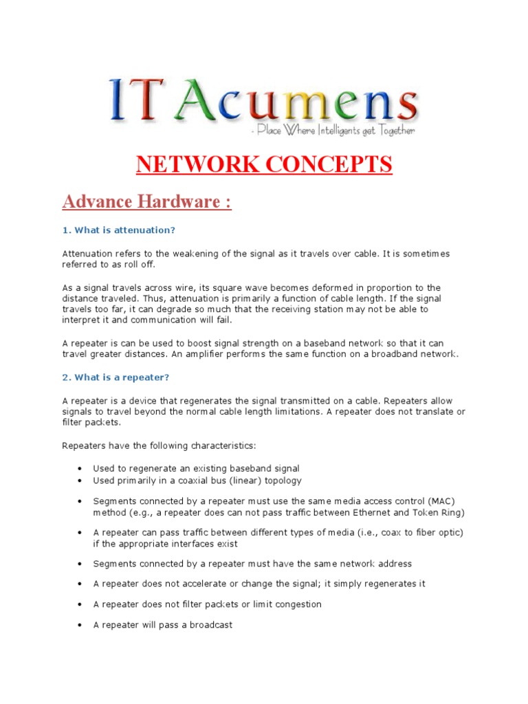 Network Concepts: Advance Hardware | PDF | Routing | Computer Network