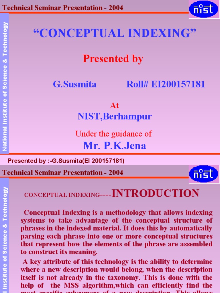 "Conceptual Indexing": Presented by | PDF | System | Information Retrieval