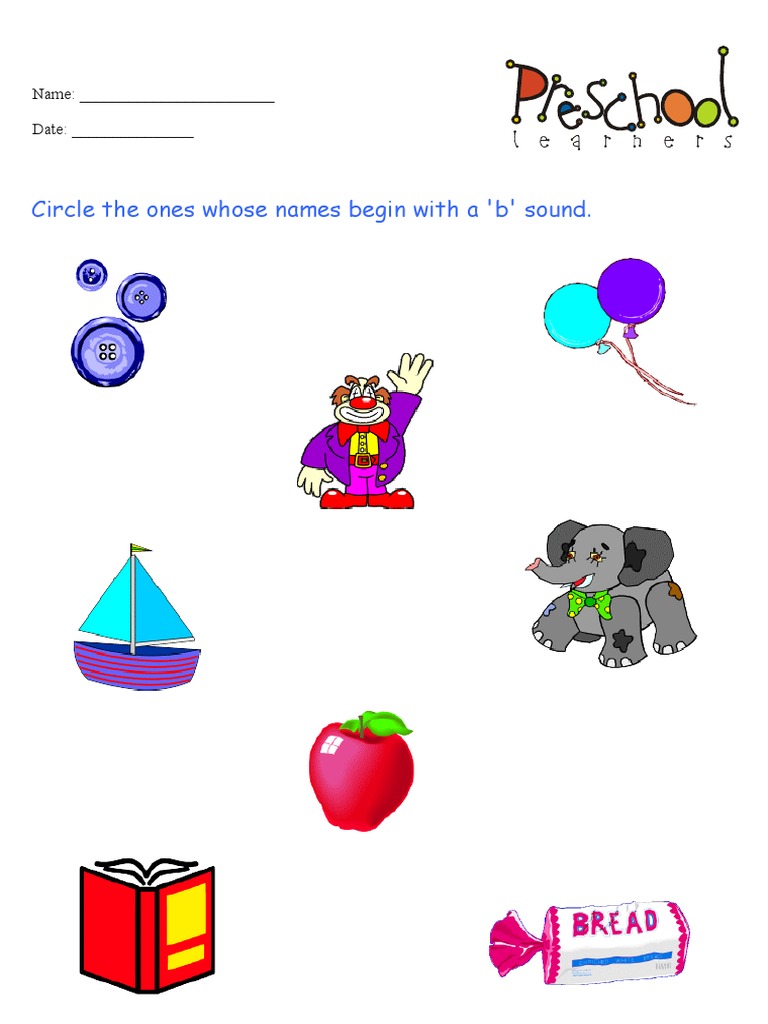Identify Names with 'B' Sound | PDF