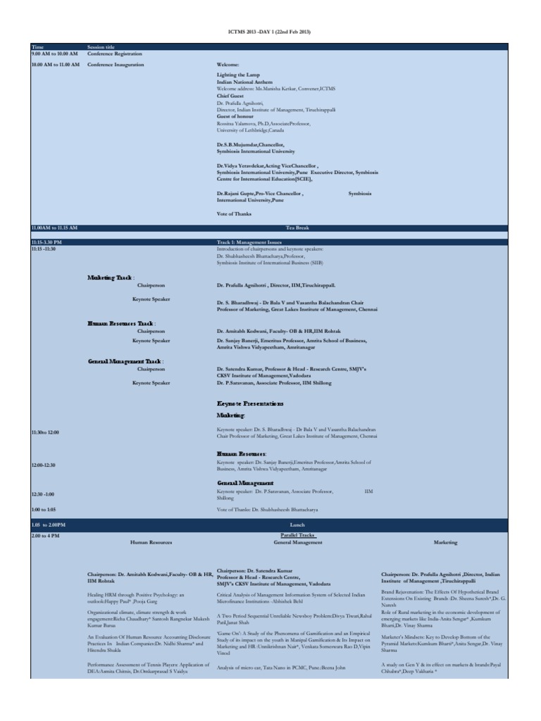 ICTMS 2013 - Program Schedule | PDF | Sustainability | Economics