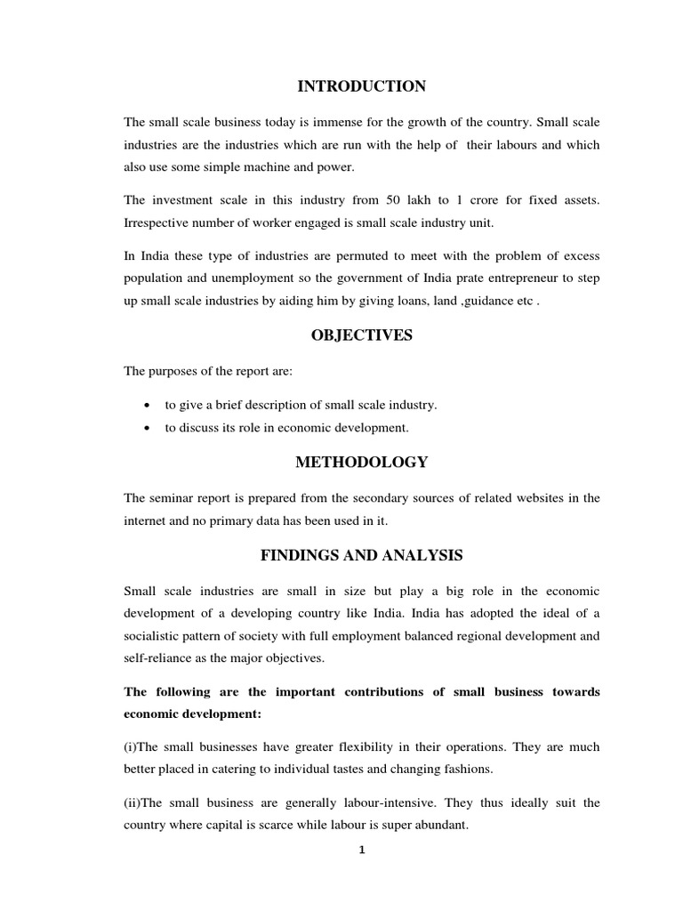 Role of Small Scale Industry | PDF | Small Business | Employment