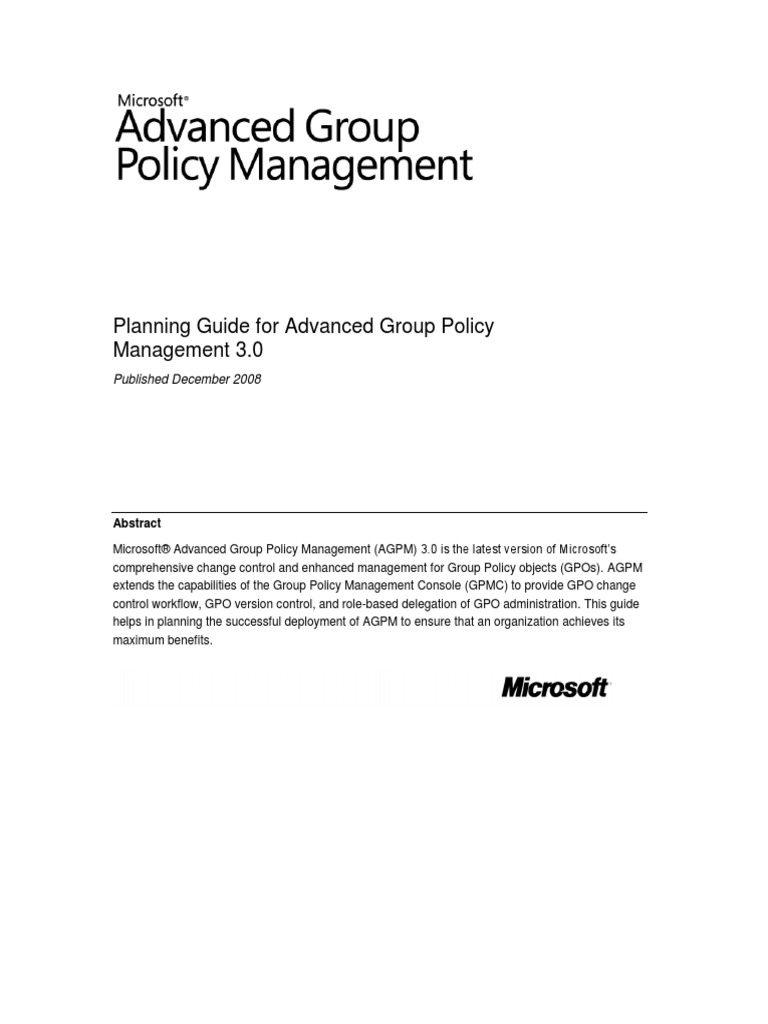 AGPM Planning Guide | PDF | Group Policy | Microsoft Windows
