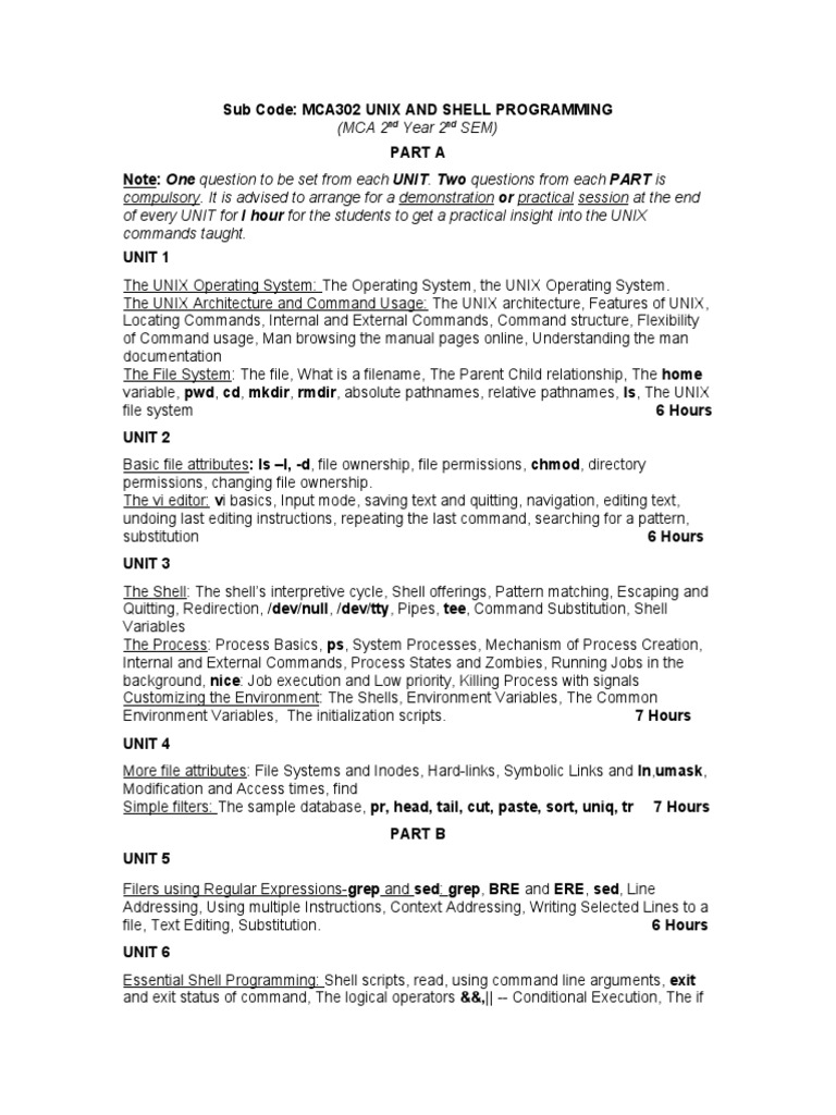 Unix and Shell Programming Lesson Plan | PDF | Operating System ...