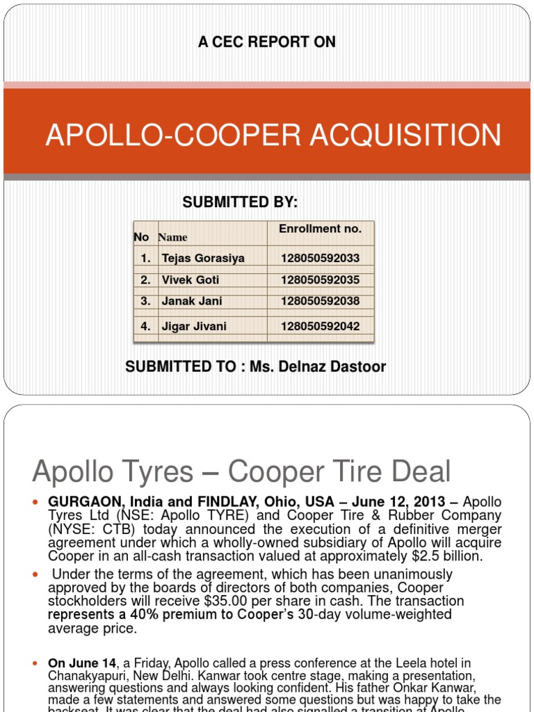 Apollo Final | PDF | Mergers And Acquisitions | Stocks