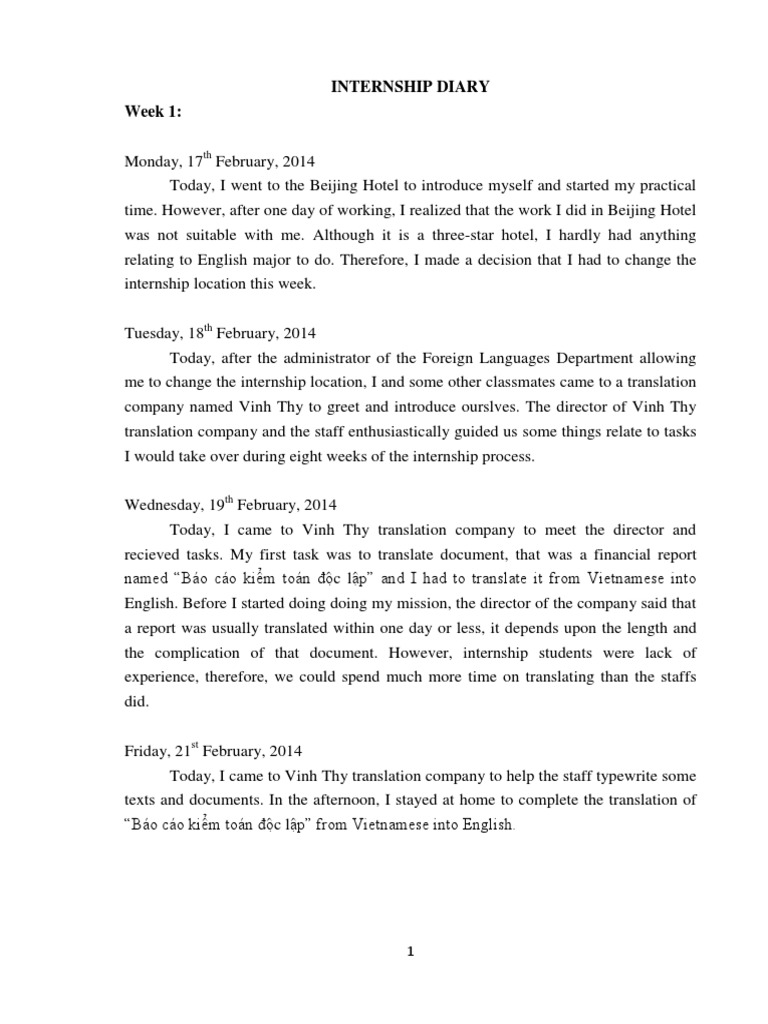 Internship Diary | PDF | Contractual Term | Translations