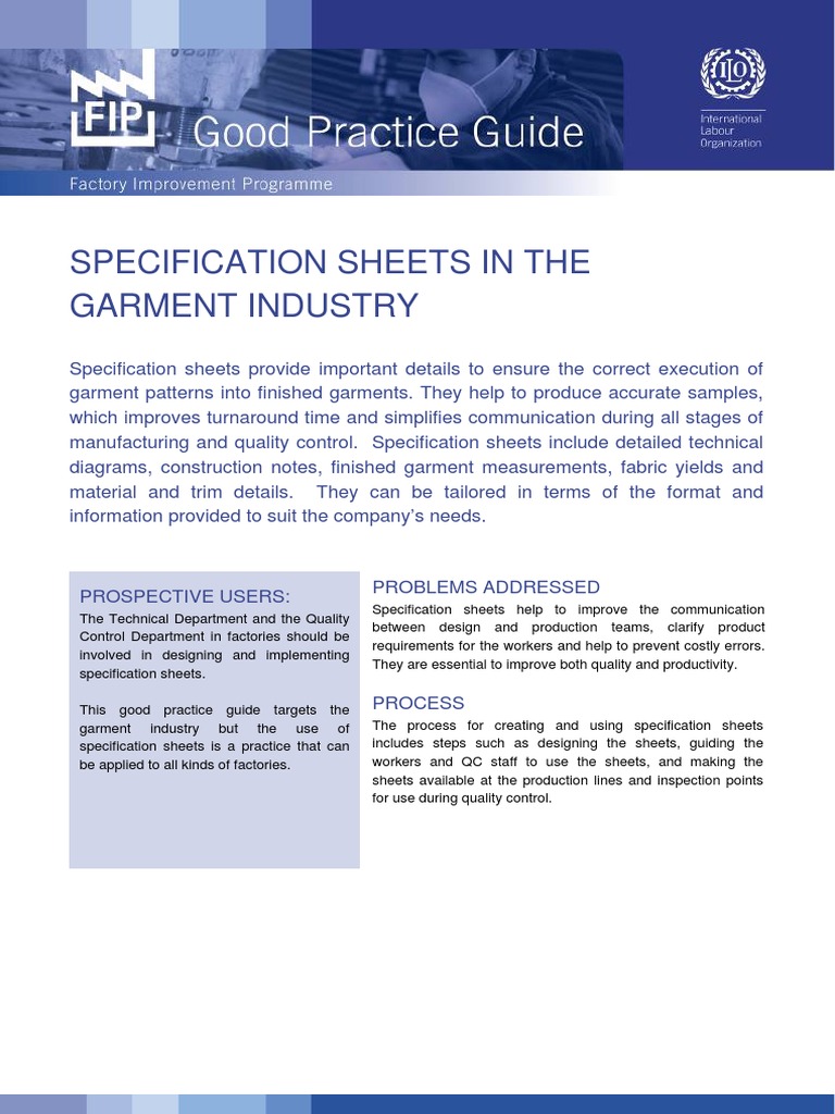 Specification Sheets in Garment Industry | PDF | Specification ...
