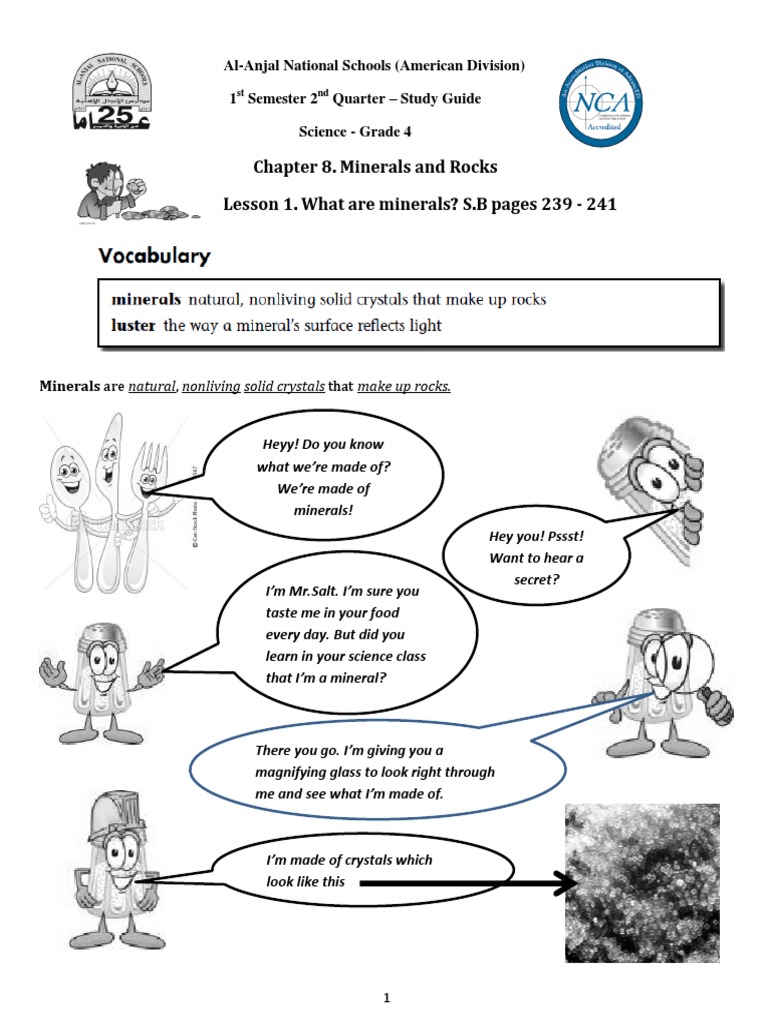 Science Study Guide - Grade 4 - Rocks and Minerals | PDF | Rock ...