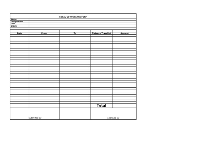 Total: Name Designation DOJ Grade Local Conveyance Form | PDF