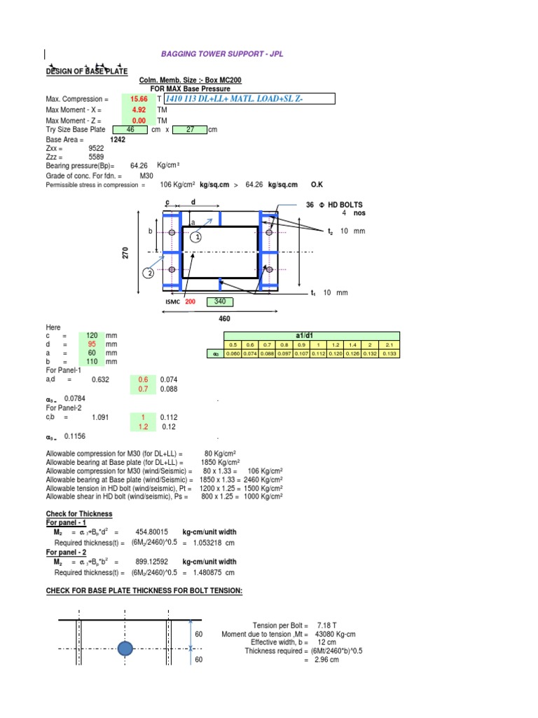 Base Plate Design | PDF | Screw | Stress (Mechanics)