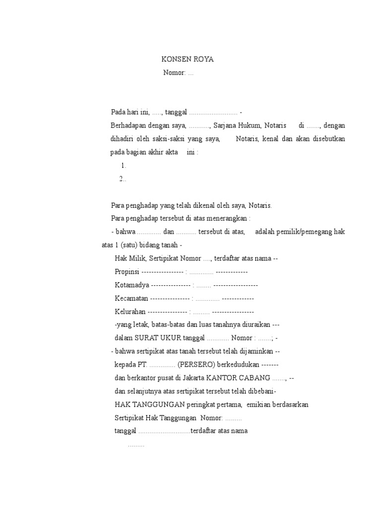 Blanko Konsen Roya Revisi Notaris | PDF