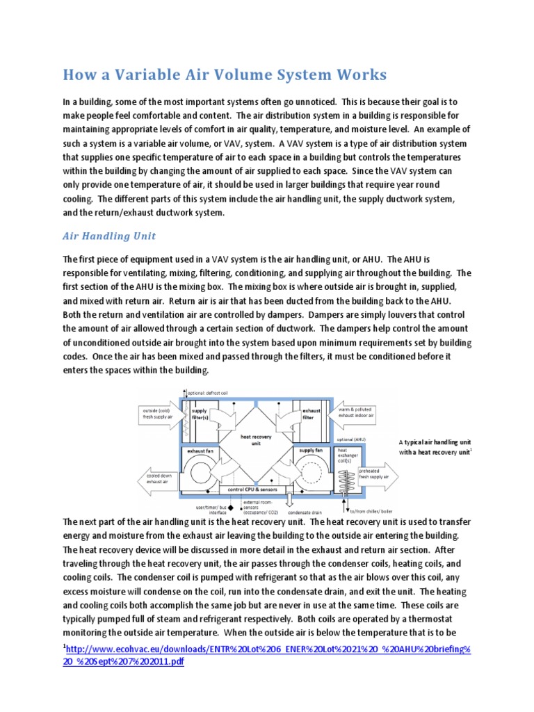 How A Variable Air Volume System Works | PDF | Duct (Flow) | Hvac