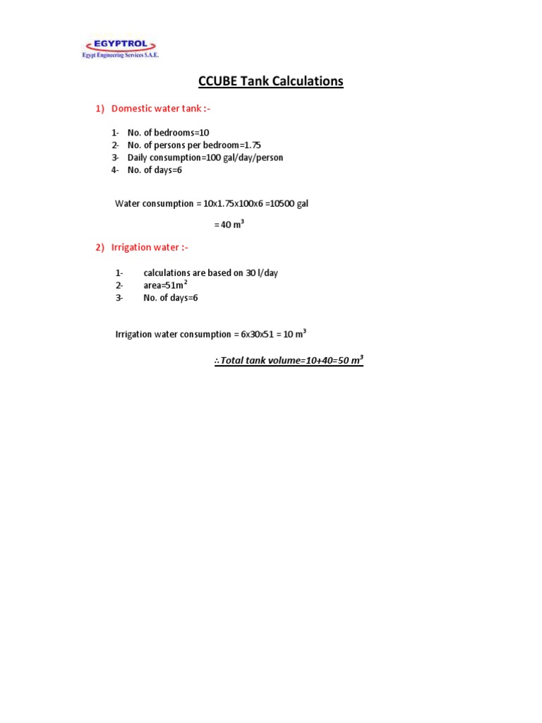 Tank Calculations | PDF
