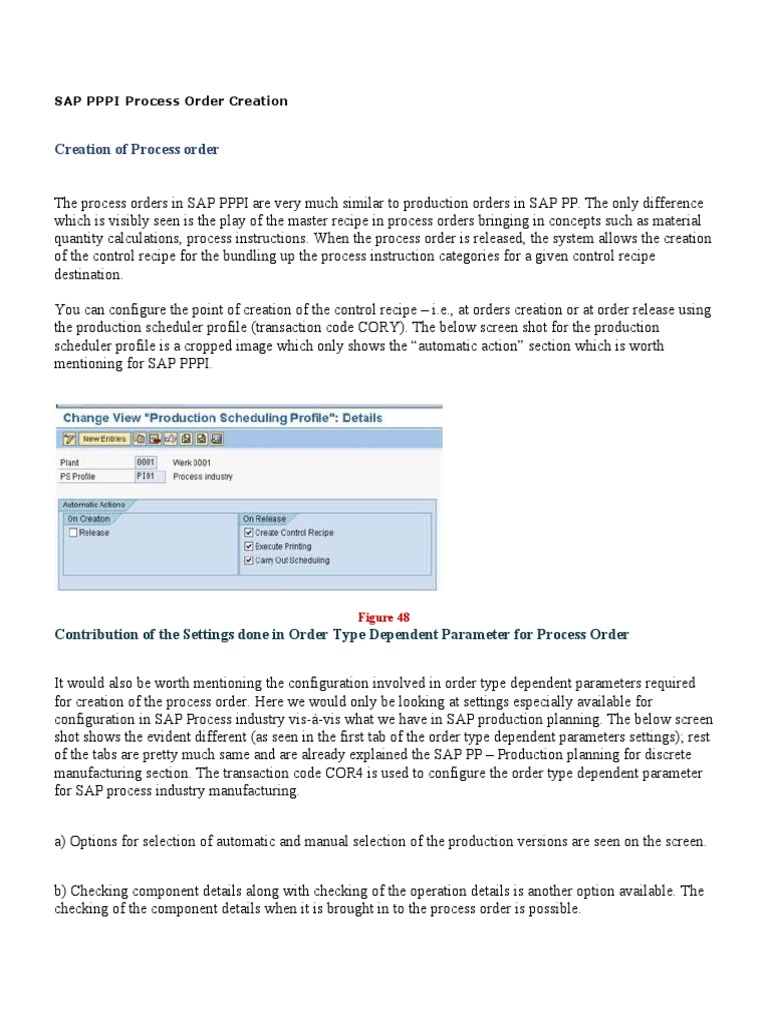 SAP PPPI Process Order Creation | PDF | Scheduling (Production ...