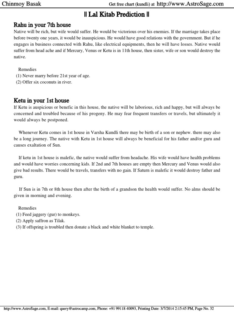 Lal Kitab Prediction - Lal Kitab Prediction | PDF