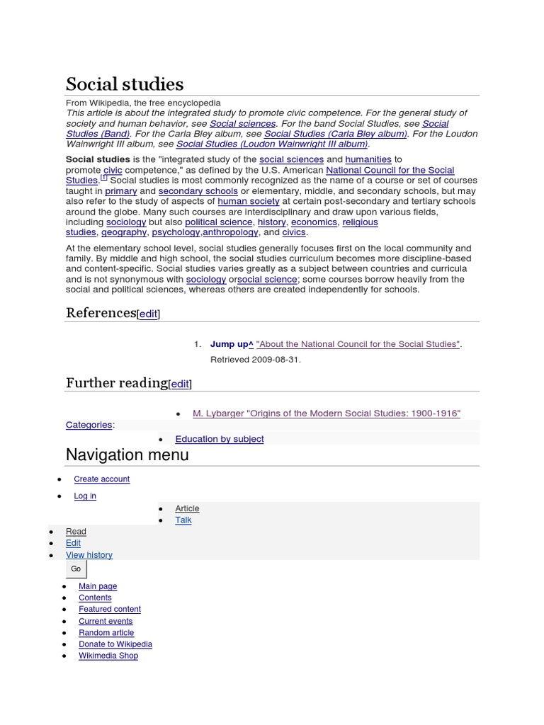 Social Studies | PDF | Wikipedia | Social Science