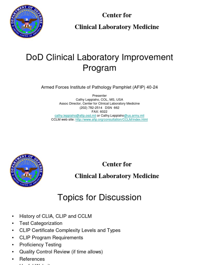 PRINT-DoD Clinical Laboratory Improvement Program | PDF | Medical ...