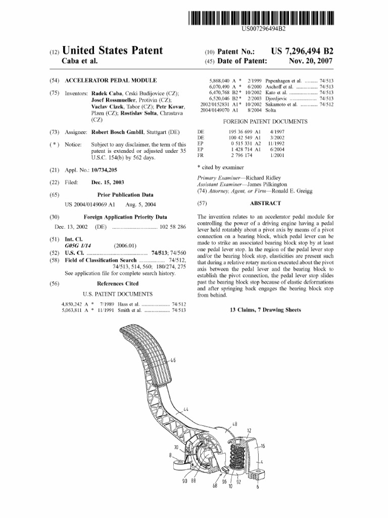 US Patent For Accelerator Pedal Module Invention | PDF | Throttle ...