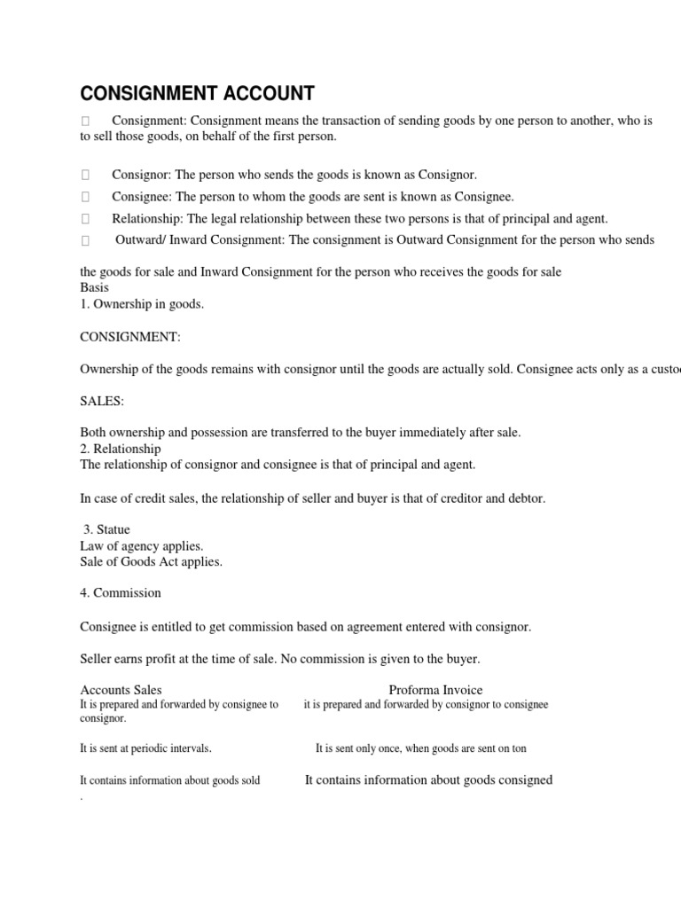 Consignment Account | PDF | Debits And Credits | Sales