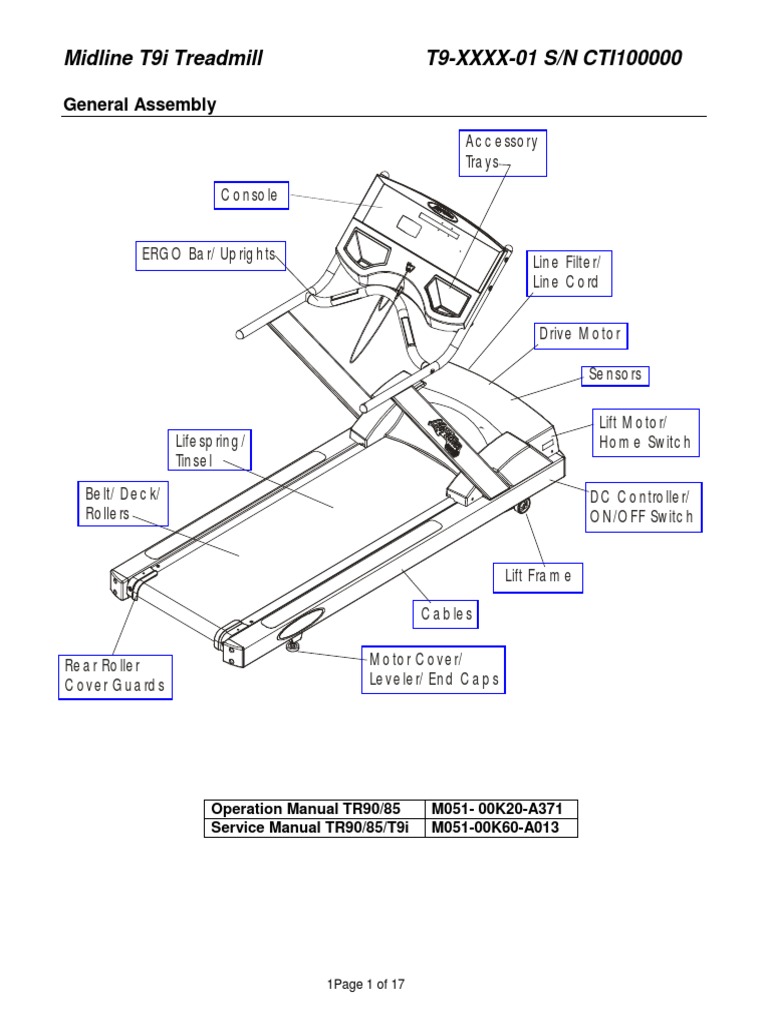 T9-XXXX-01 SN - CTI100000 T9i Treadmill Parts Diagram | PDF ...