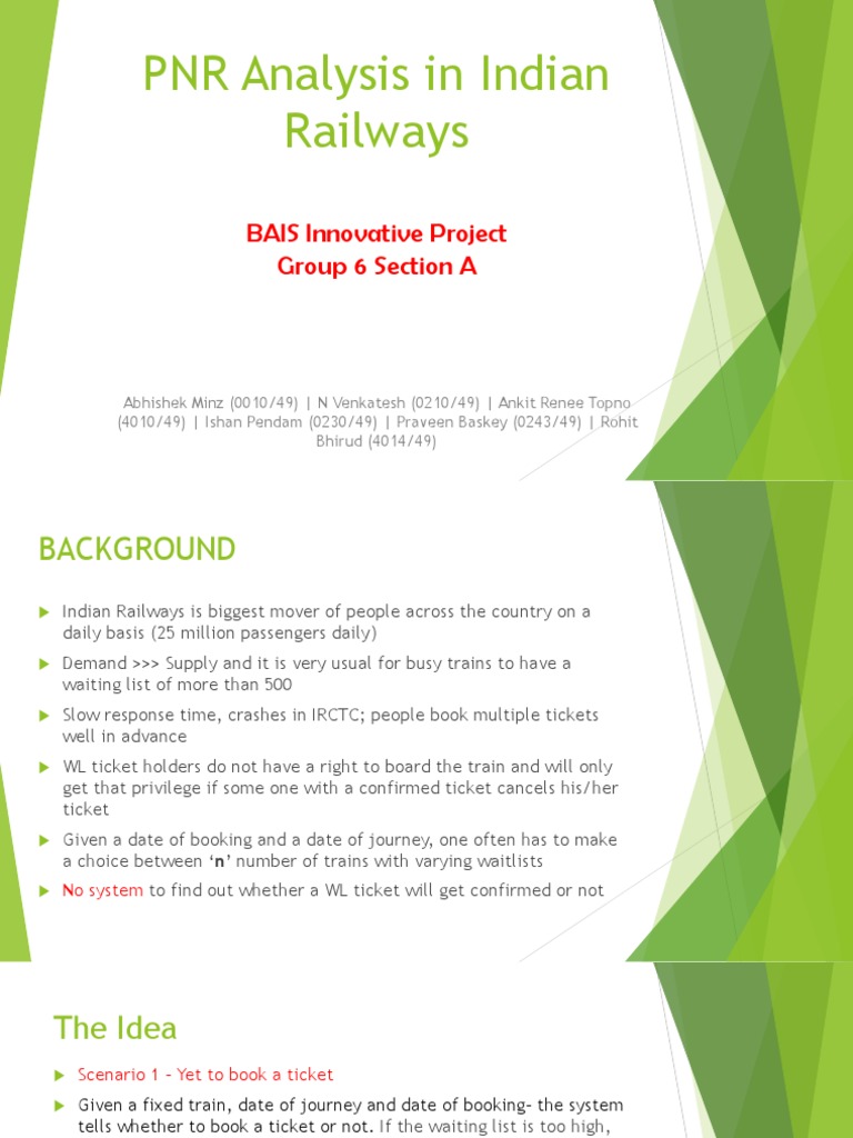 PNR Analysis in Indian Railways | PDF | Ticket (Admission) | Prediction