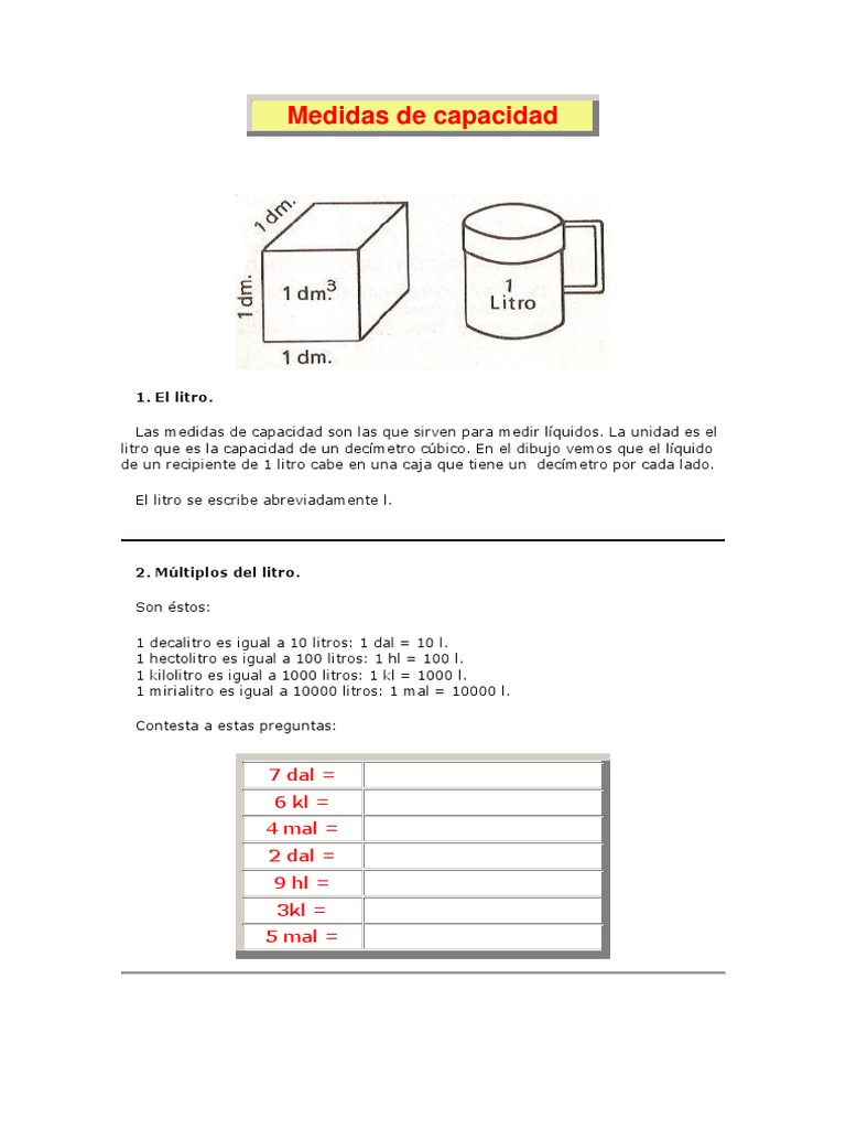 Medidas | PDF | Unidades de medida | Volumen