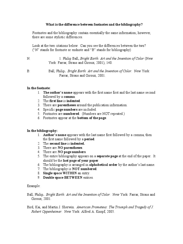 What Is The Difference Between Footnotes and The Bibliography | PDF