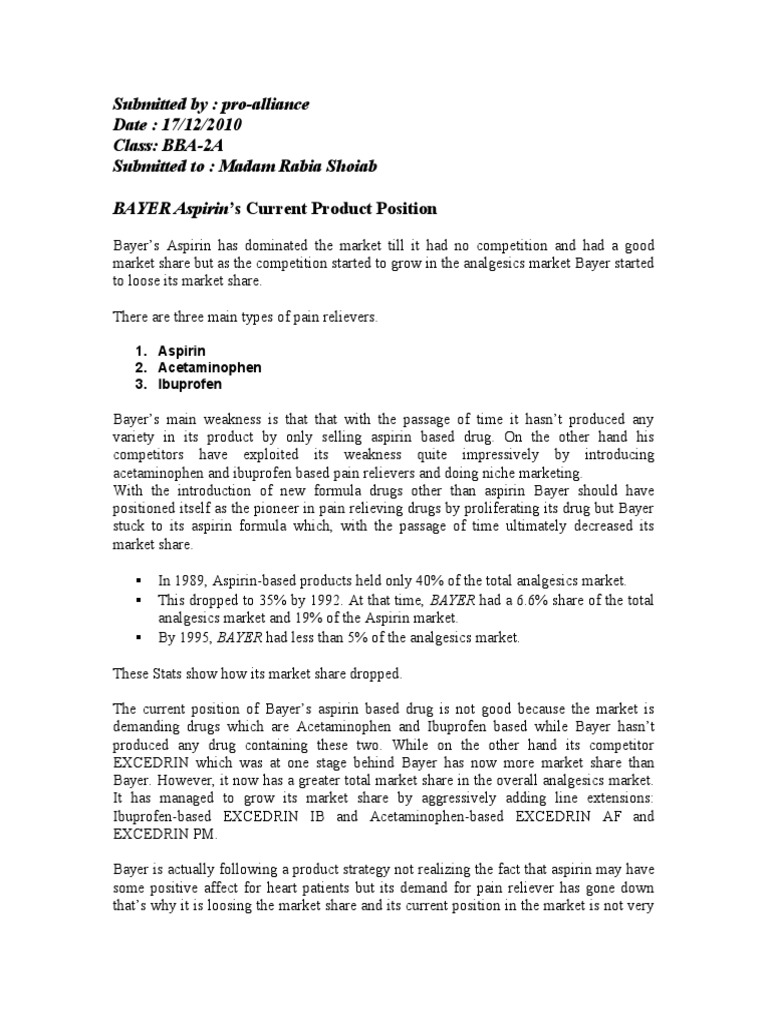 BAYER Aspirin Case | PDF | Analgesic | Bayer