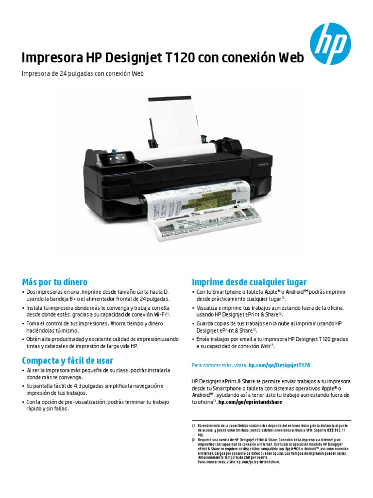 Caracteristicas Tecnicas de La Impresora HP Designjet T120 | Impresora ...