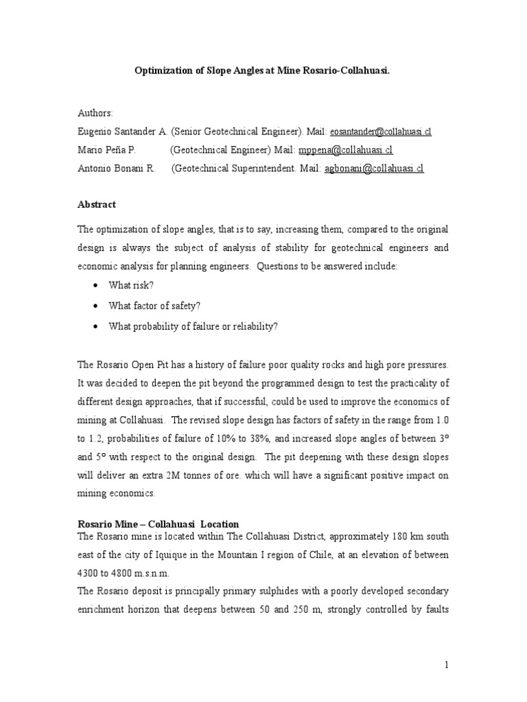 Optimization Slope Angles-Final | PDF | Geotechnical Engineering | Nature
