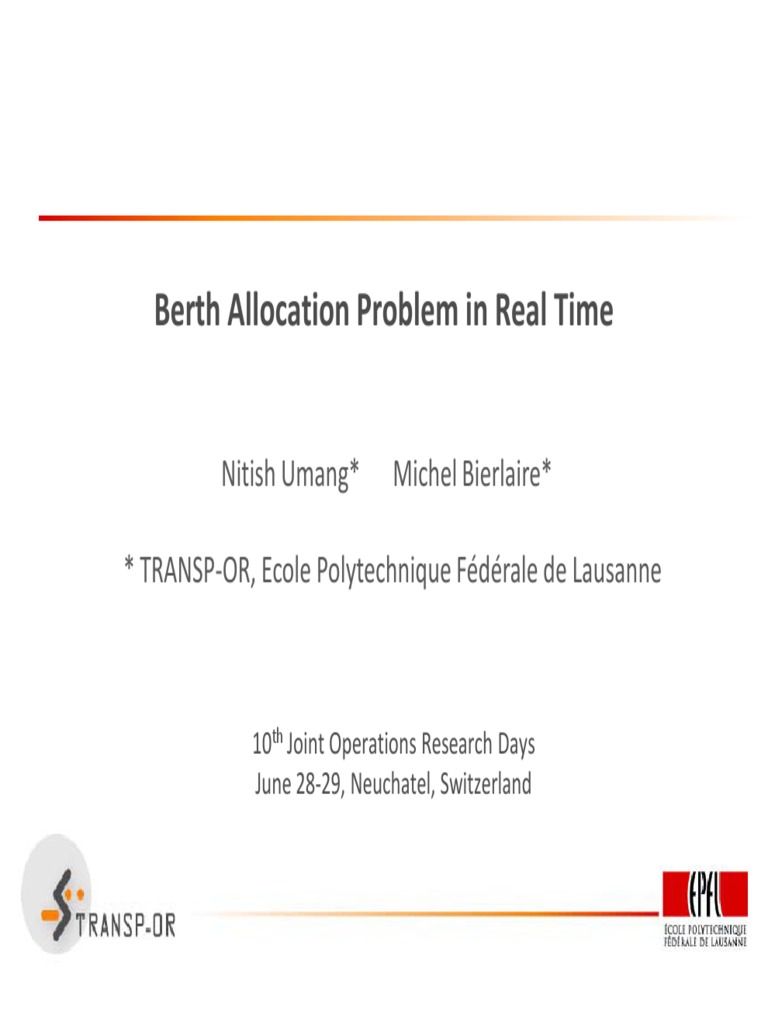 Berth Allocation Problem in Real Time | PDF | Mathematical Optimization | Teaching Mathematics