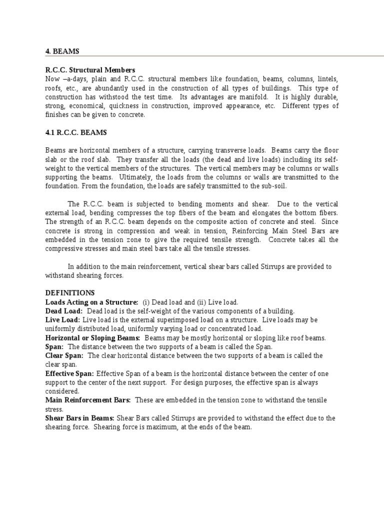 Beams Columns Lintel Roof | PDF | Beam (Structure) | Column
