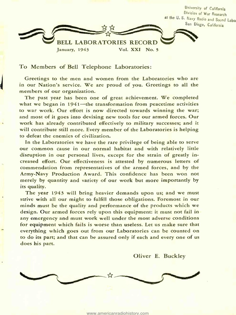 Bell Laboratories Record 1943 01 | PDF | Home & Garden