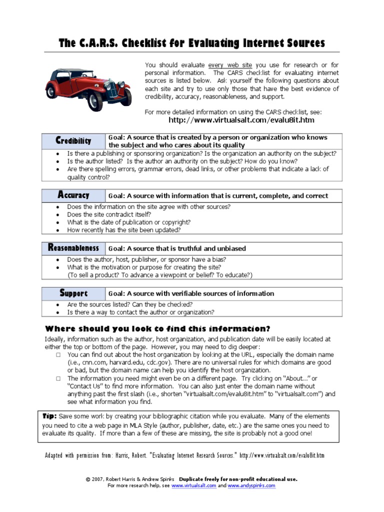 Checklist For Evaluating Internet Sources | PDF | Bias | Truth