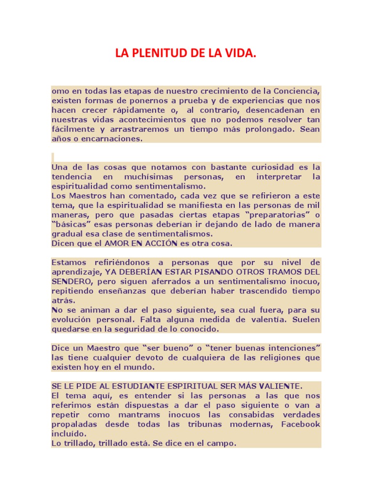La Plenitud de La Vida | PDF | Amor | Ciencia cognitiva