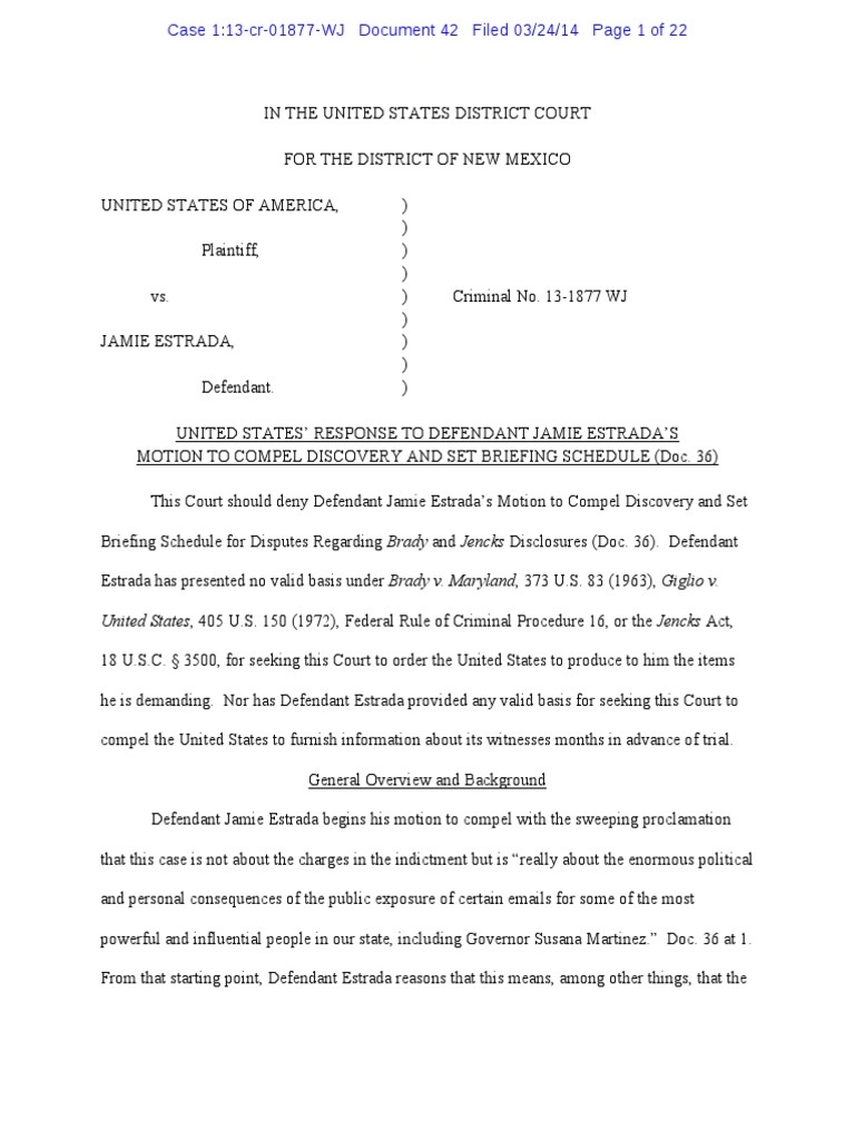 Estrada's Motion to Compel Discovery Denied | PDF | Judiciaries | Virtue