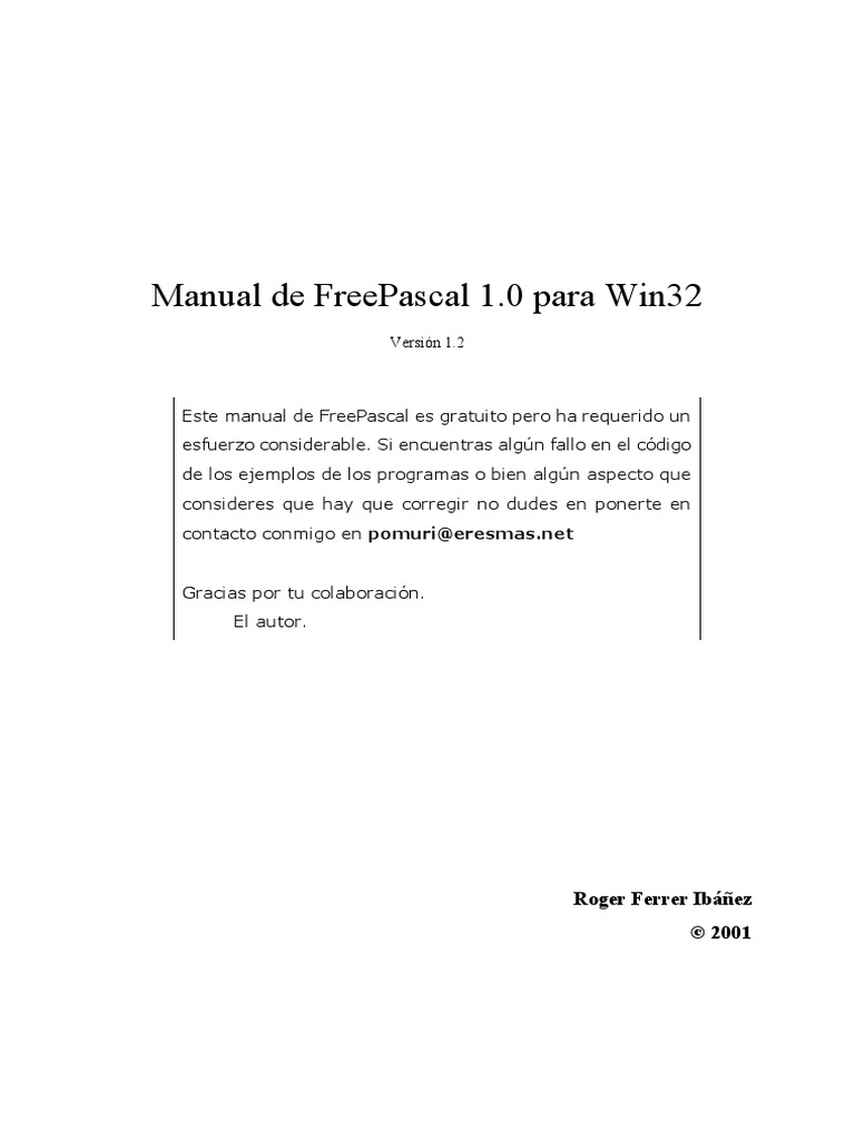 Free Pascal Pdf Entorno De Desarrollo Integrado Lenguaje De