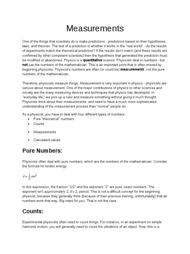 Measurements: Pure Numbers | PDF | Observational Error | Quantity