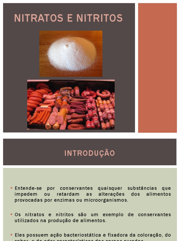 Nitratos e Nitritos em Alimentos | PDF | Sal (Química) | Alimentos