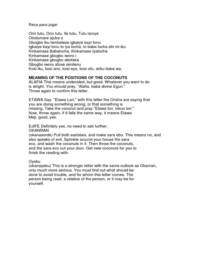 Yoruba Coconut Divination Guide | PDF