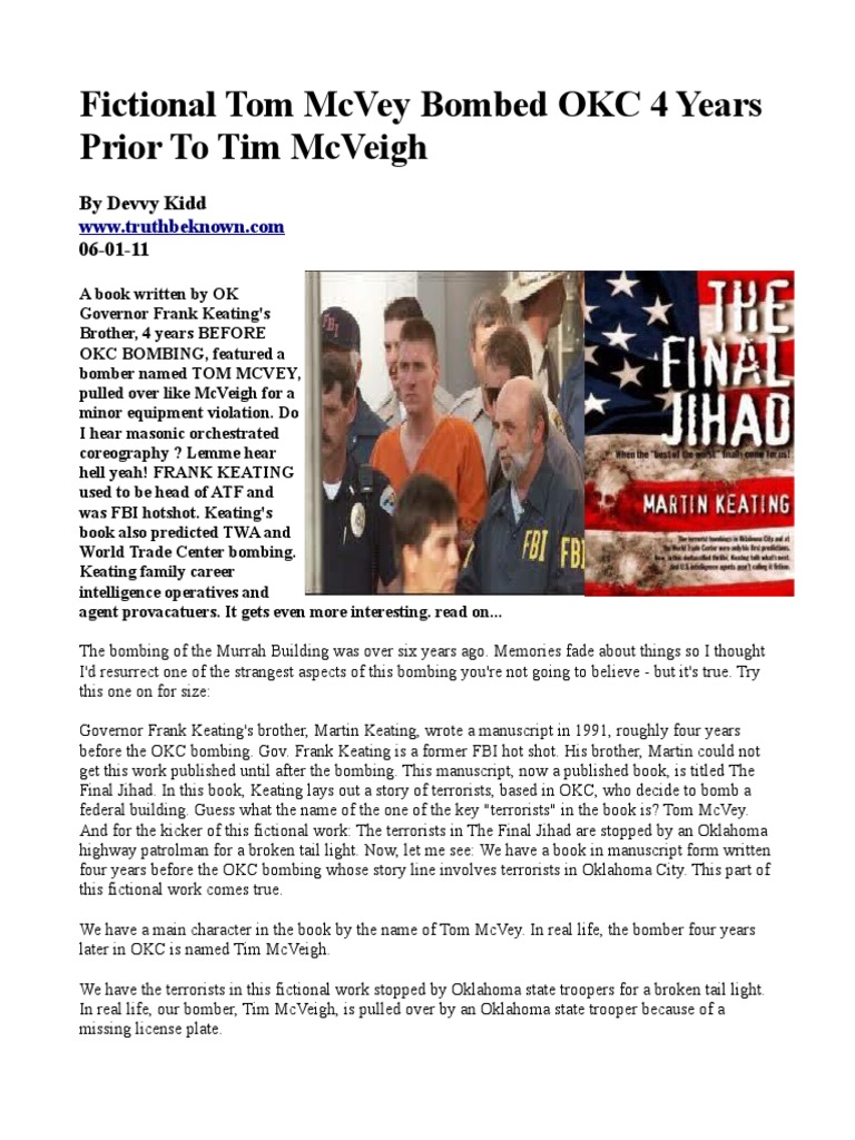 Fictional Tom Mcvey Bombed Okc 4 Years Prior To Tim Mcveigh: by Devvy ...
