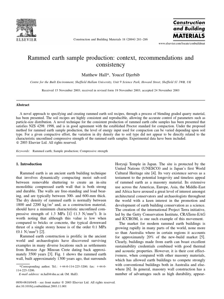 Rammed Earth Sample Production: Context, Recommendations and ...