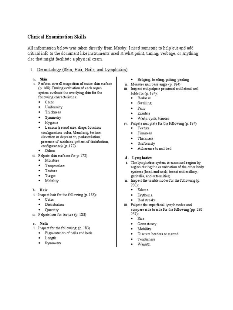 Clinical Examination Skills: A. Skin | PDF | Anatomical Terms Of Motion ...