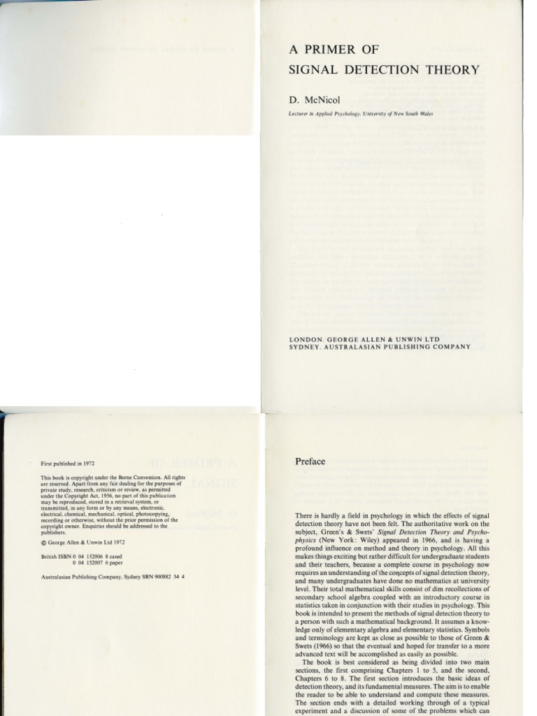 Signal Detection Theory Pdf Type I And Type Ii Errors Odds
