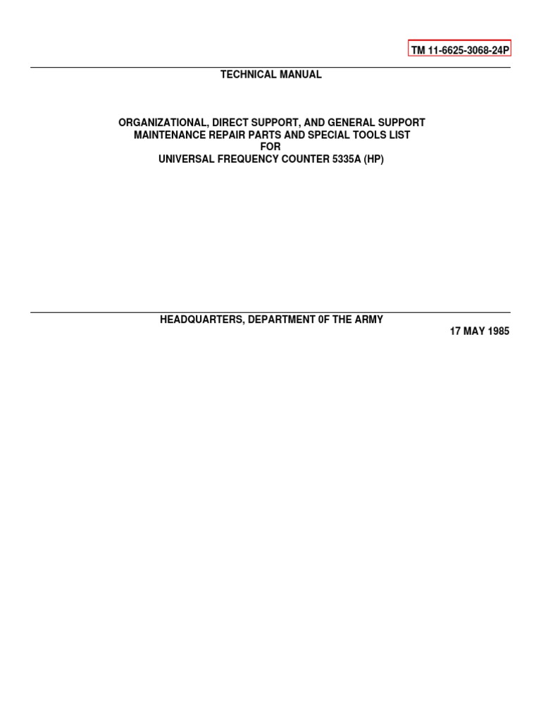 TM 11-6625-3068-24P - Frequency - Counter - HP5335A - 1985 PDF | PDF ...