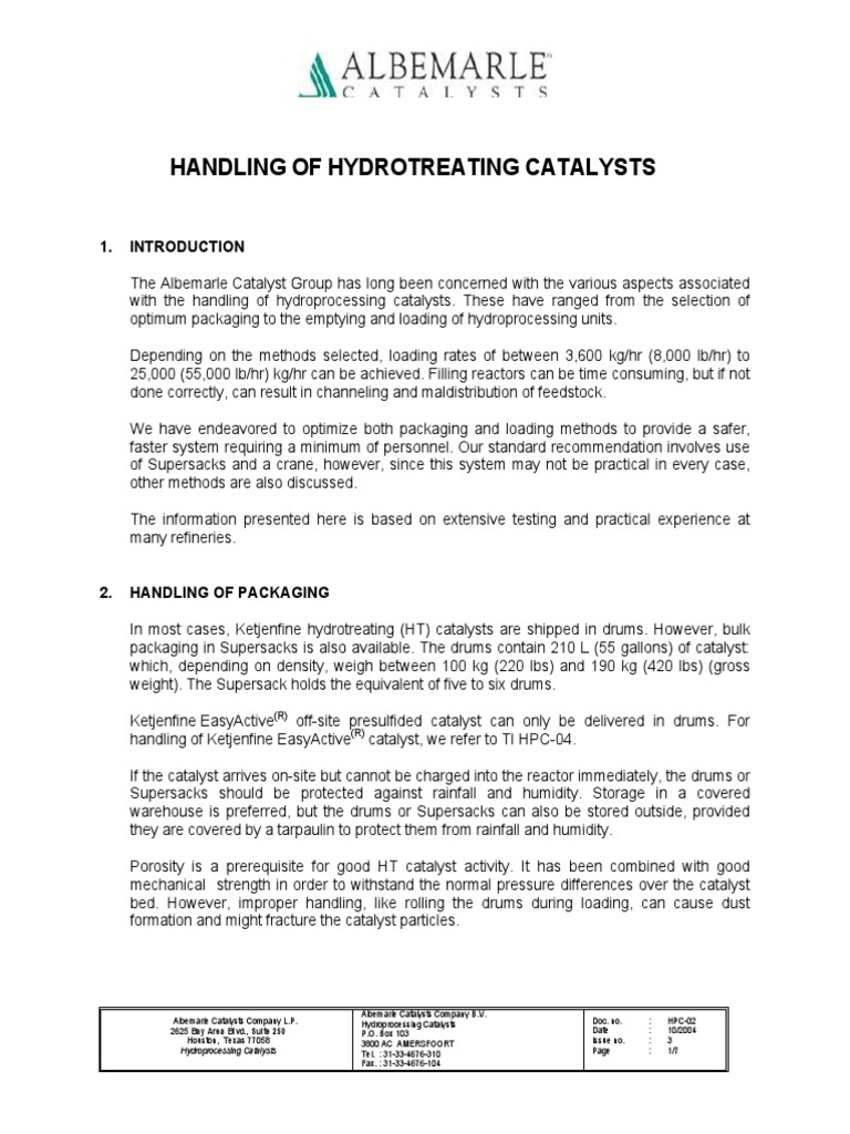 HPC-02 Catalyst Handling | PDF | Warehouse | Crane (Machine)