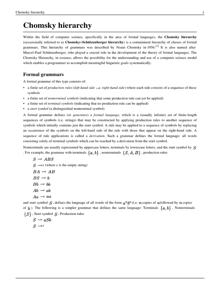 Chomsky Hierarchy: Formal Grammars | PDF | Syntax (Logic) | Theoretical Computer Science
