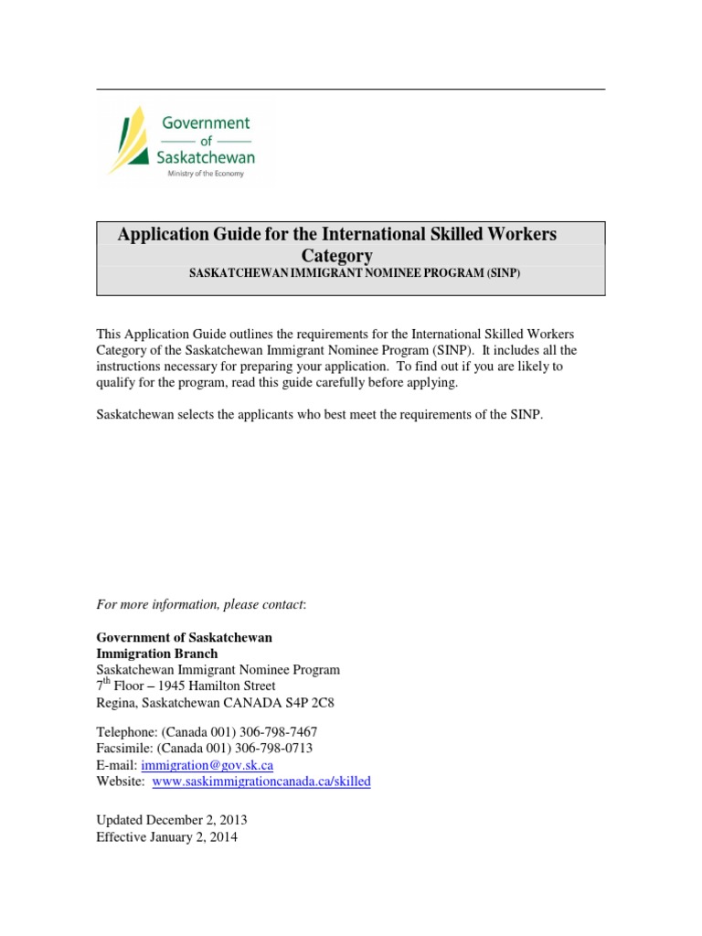 Application Guide For The International Skilled Workers Category ...