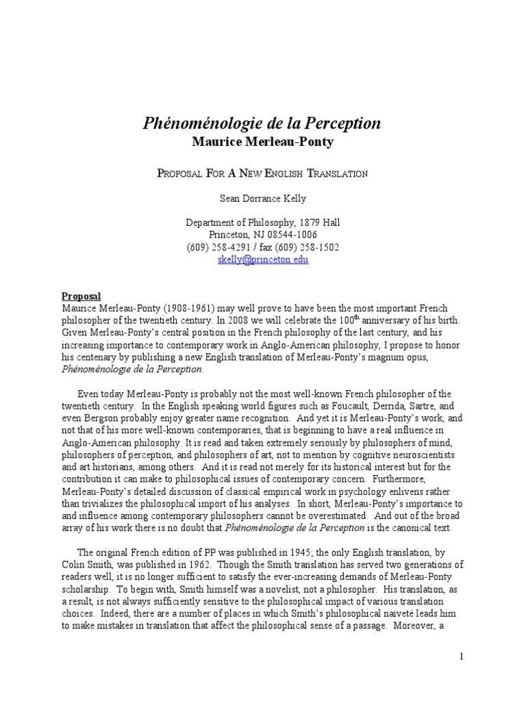 Phénoménologie de La Perception: Maurice Merleau-Ponty | PDF ...