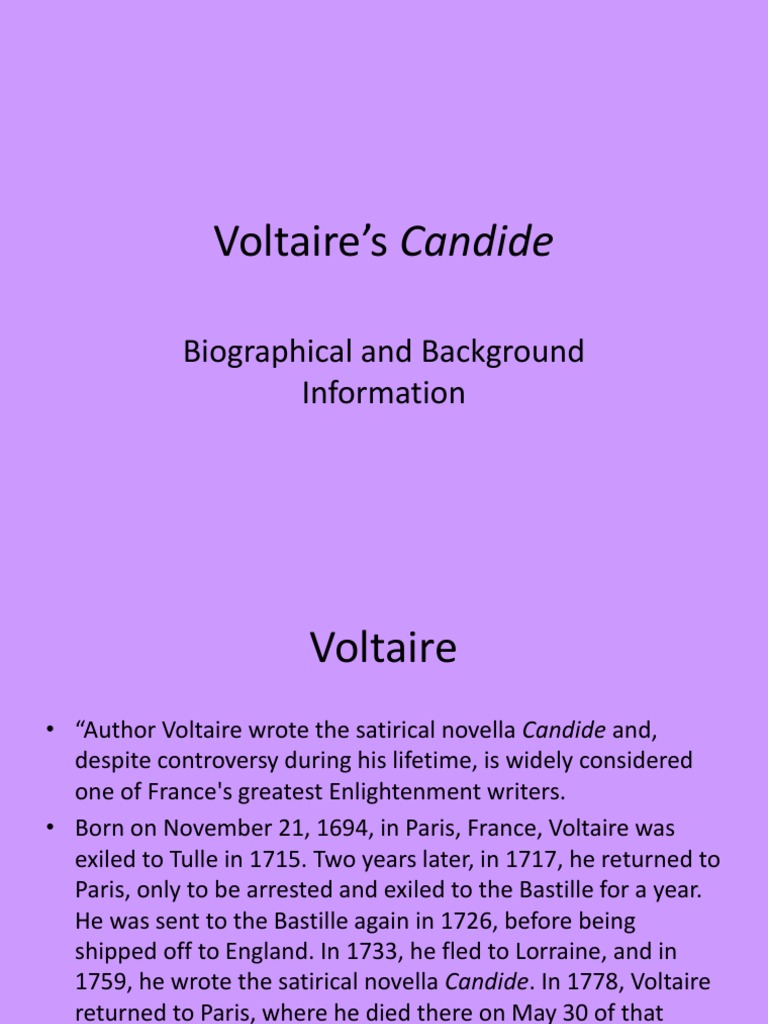 Voltaire's Candide: Biographical and Background Information | PDF ...